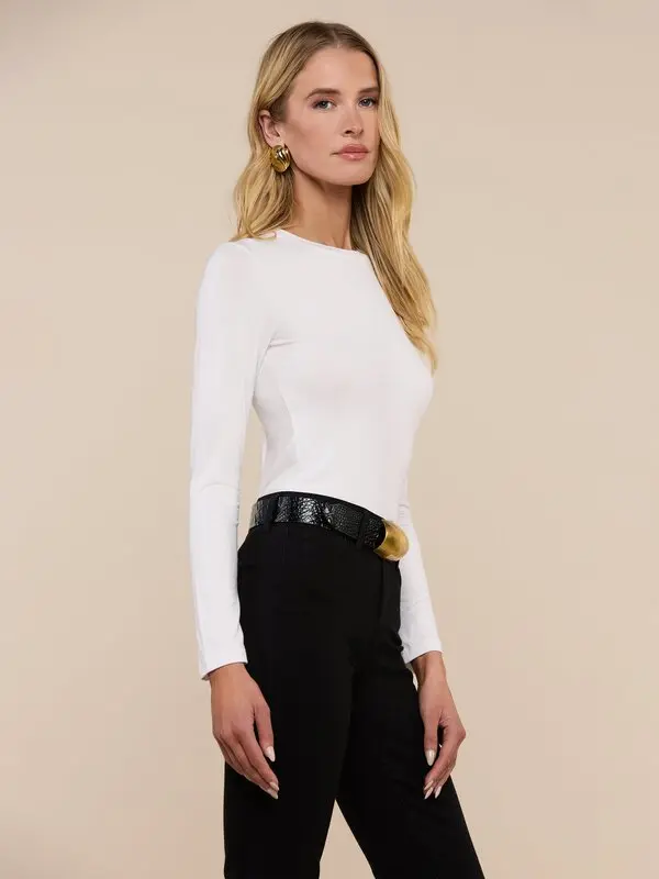 L'Agence Tess Long Sleeve T-shirt - White