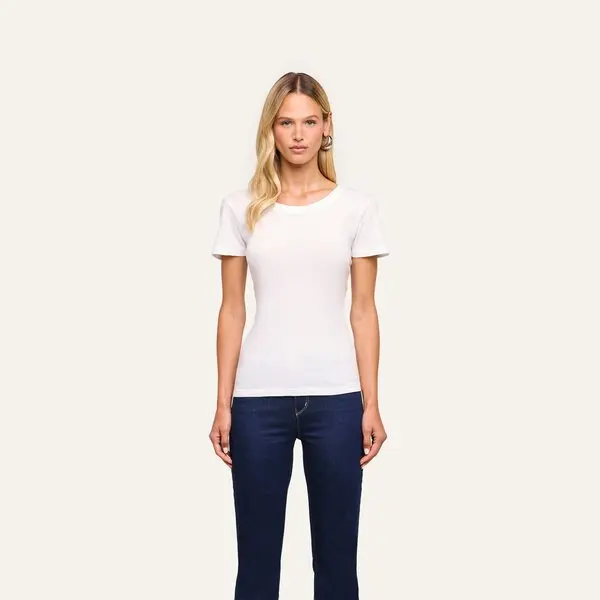 L'AGENCE Cory Cotton Scoopneck T-shirt - White