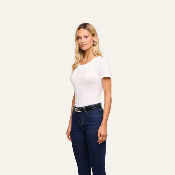 L'AGENCE Cory Cotton Scoopneck T-shirt - White