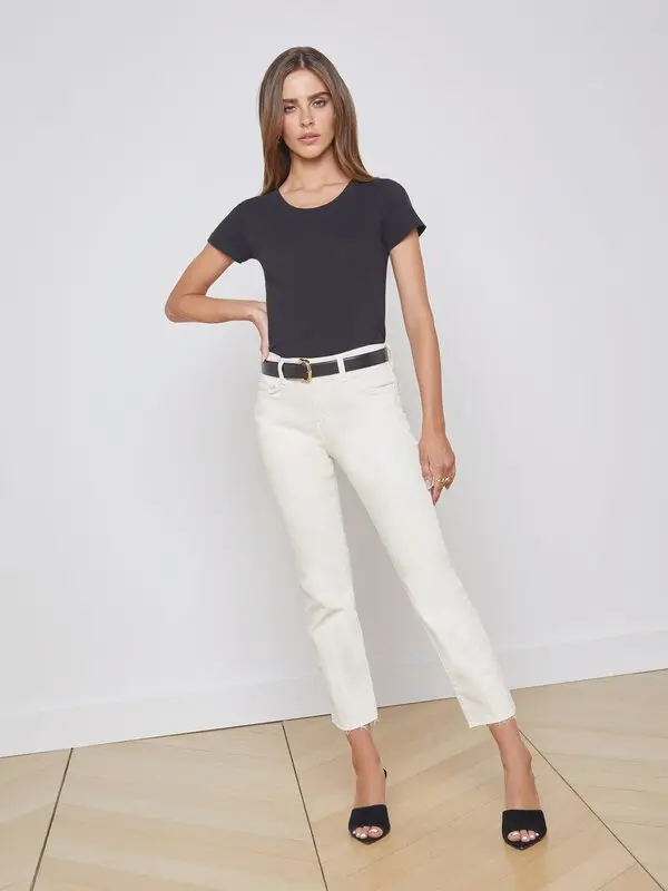 L'Agence Cory Cotton Scoopneck T-shirt - Black