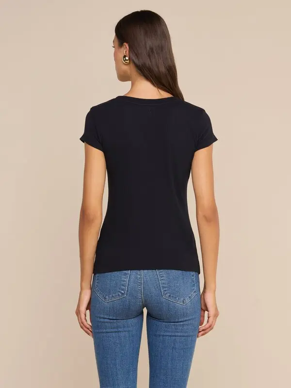 L'Agence Cory Cotton Scoopneck T-shirt - Black