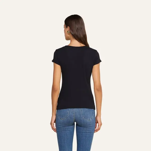 L'Agence Cory Cotton Scoopneck T-shirt - Black