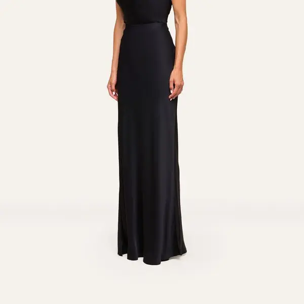 L'Agence Zeta Satin Maxi Skirt - Black