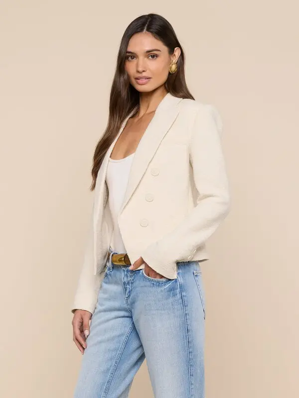L'Agence Brooke Tweed Blazer - Ecru