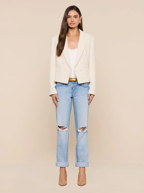 L'Agence Brooke Tweed Blazer - Ecru