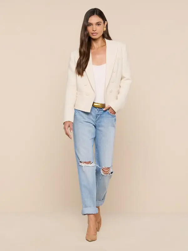 L'Agence Brooke Tweed Blazer - Ecru