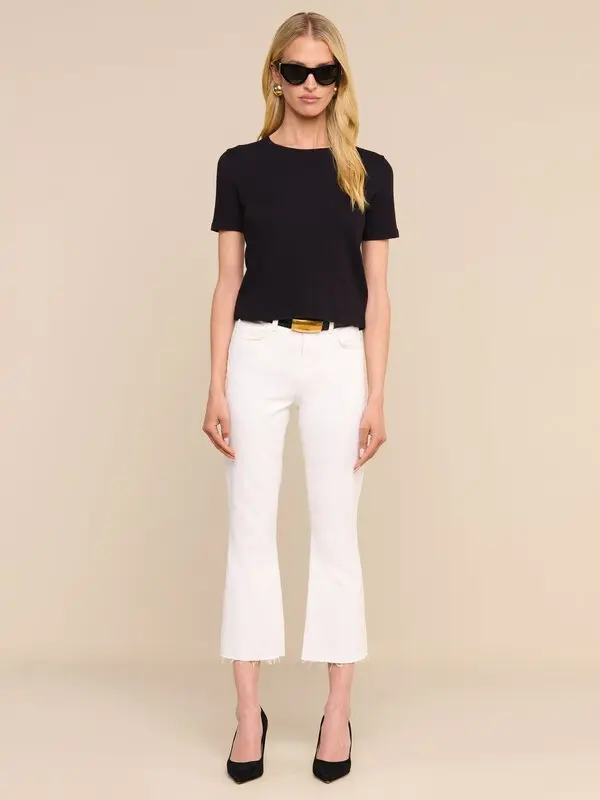 L'Agence Kendra Cropped Flare Jean - Blanc