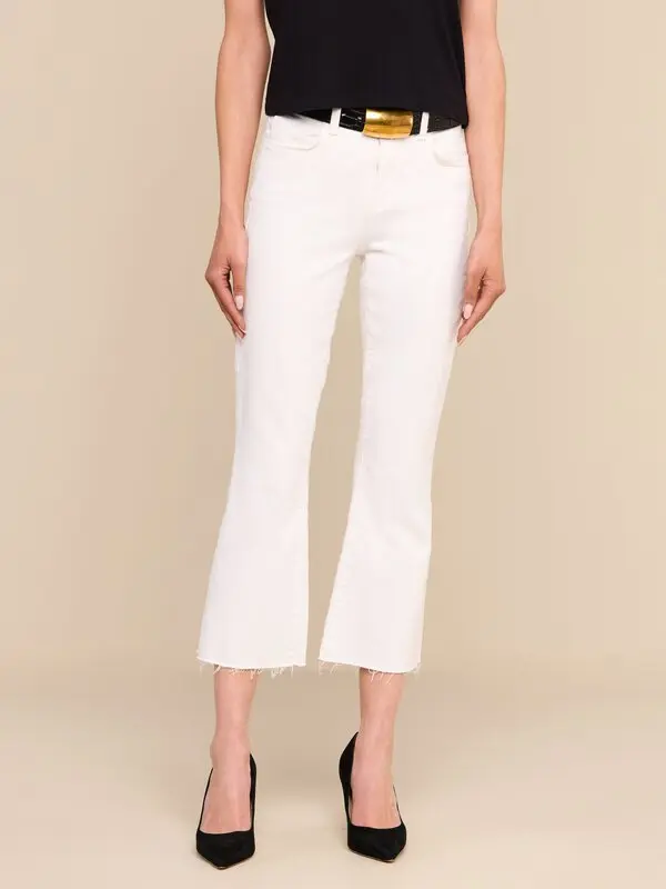 L'Agence Kendra Cropped Flare Jean - Blanc