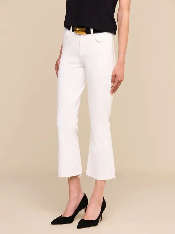 L'Agence Kendra Cropped Flare Jean - Blanc