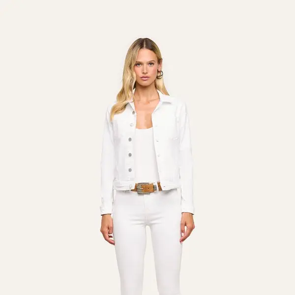 L'AGENCE Celine Denim Jacket - Blanc Destruct