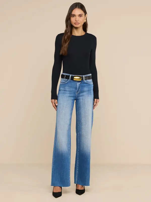 L'Agence Tess Long Sleeve T-shirt - Black Micro Modal