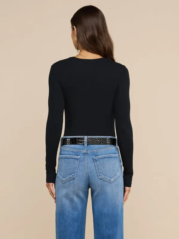 L'Agence Tess Long Sleeve T-shirt - Black Micro Modal
