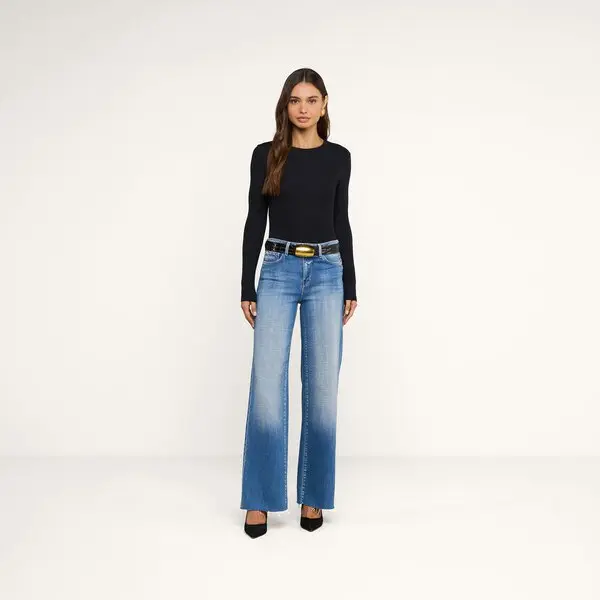 L'Agence Tess Long Sleeve T-shirt - Black Micro Modal