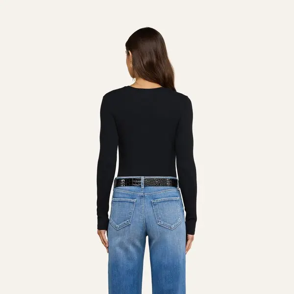 L'Agence Tess Long Sleeve T-shirt - Black Micro Modal