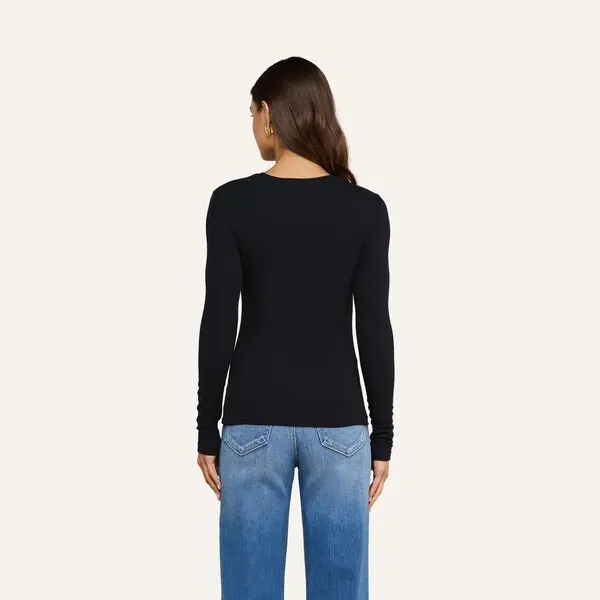 L'Agence Tess Long Sleeve T-shirt - Black Micro Modal