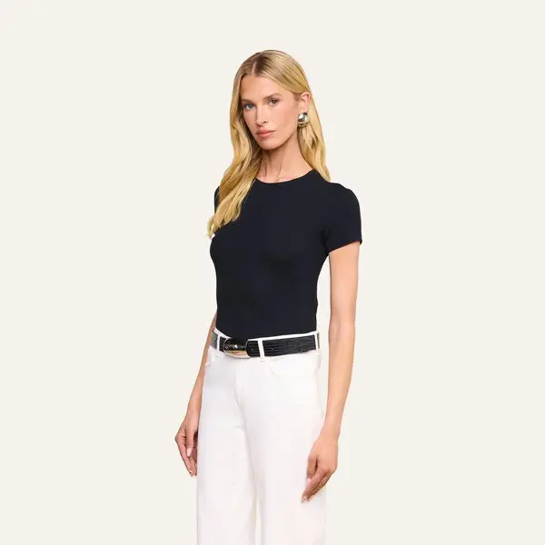 L'Agence Ressi Micro-rib T-shirt - Black Micro Modal