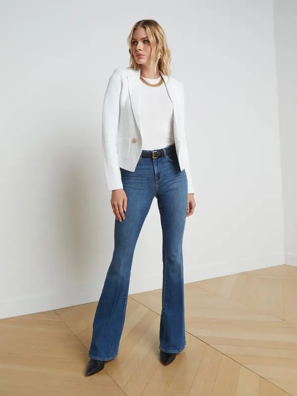 L'Agence Sofia Knit Blazer - White