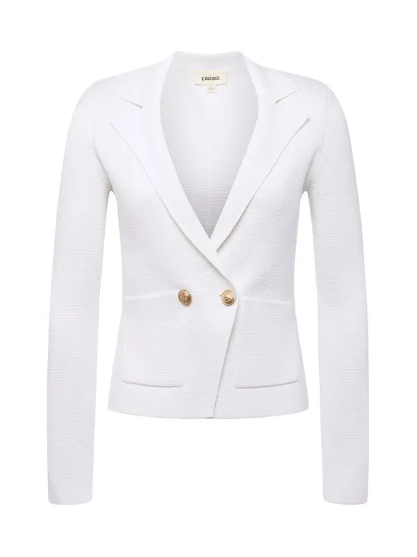L'Agence Sofia Knit Blazer - White
