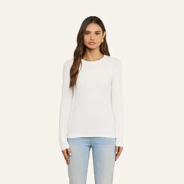 L'Agence Tess Long Sleeve T-shirt - White Micro Modal