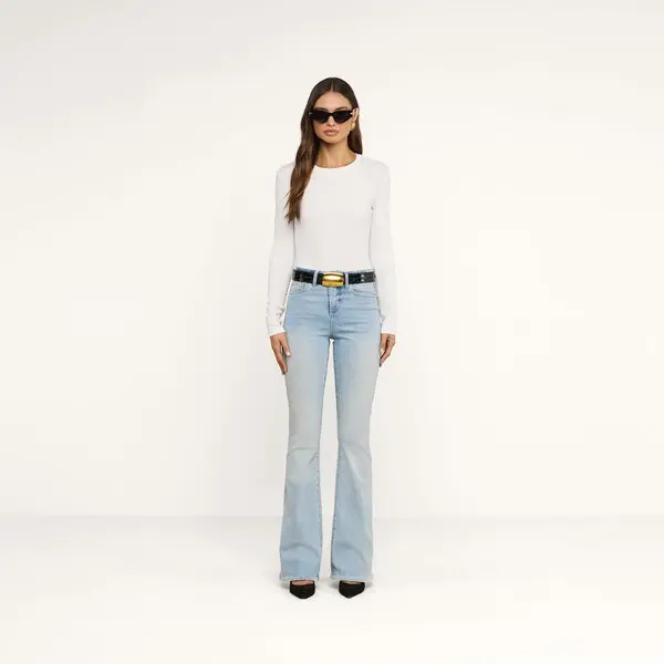 L'Agence Tess Long Sleeve T-shirt - White Micro Modal
