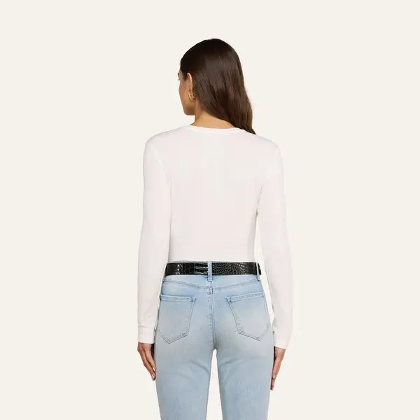 L'Agence Tess Long Sleeve T-shirt - White Micro Modal