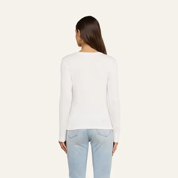 L'Agence Tess Long Sleeve T-shirt - White Micro Modal