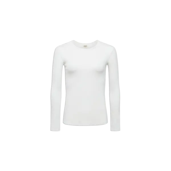 L'Agence Tess Long Sleeve T-shirt - White Micro Modal