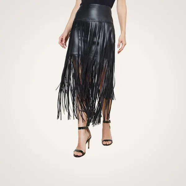 L'Agence Karolina Fringe Skirt - Black