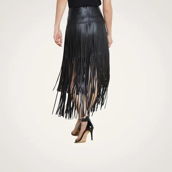 L'Agence Karolina Fringe Skirt - Black