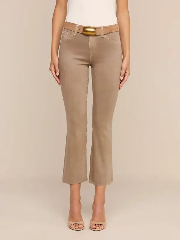 L'Agence Kendra Coated Cropped Flare Jean - Rye Coated