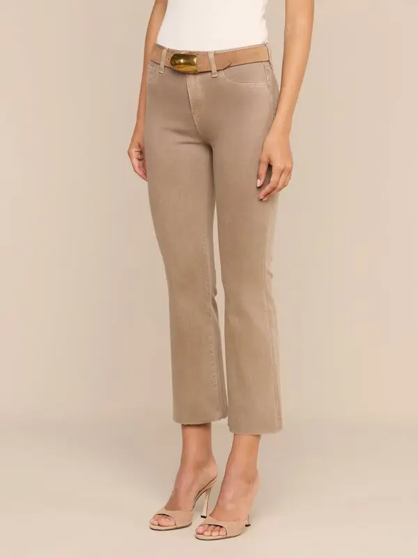 L'Agence Kendra Coated Cropped Flare Jean - Rye Coated
