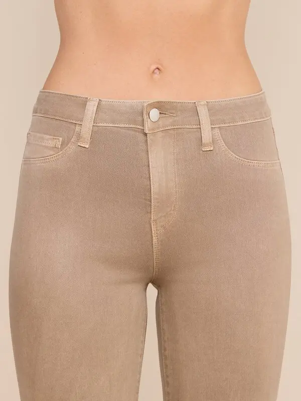 L'Agence Kendra Coated Cropped Flare Jean - Rye Coated