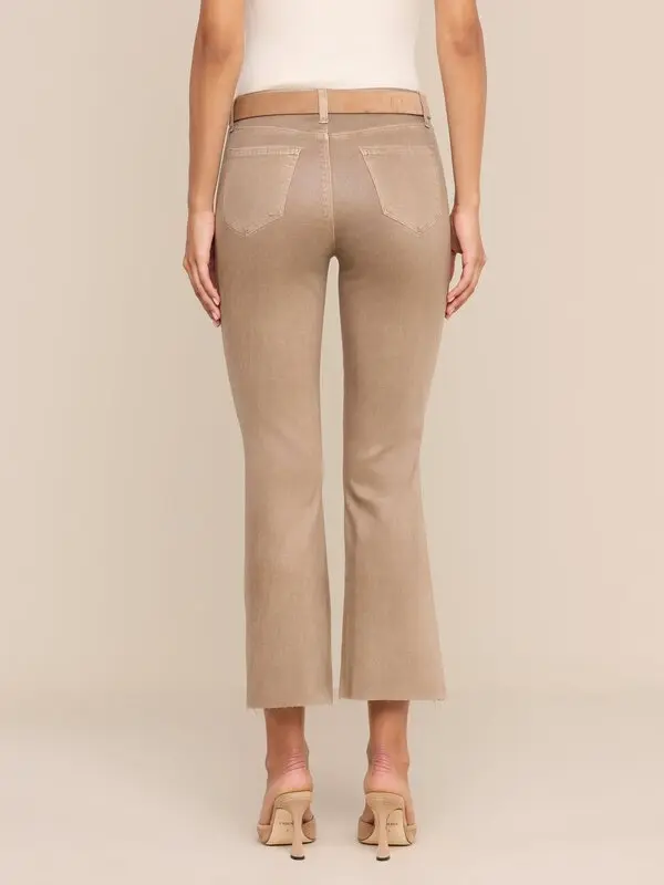 L'Agence Kendra Coated Cropped Flare Jean - Rye Coated