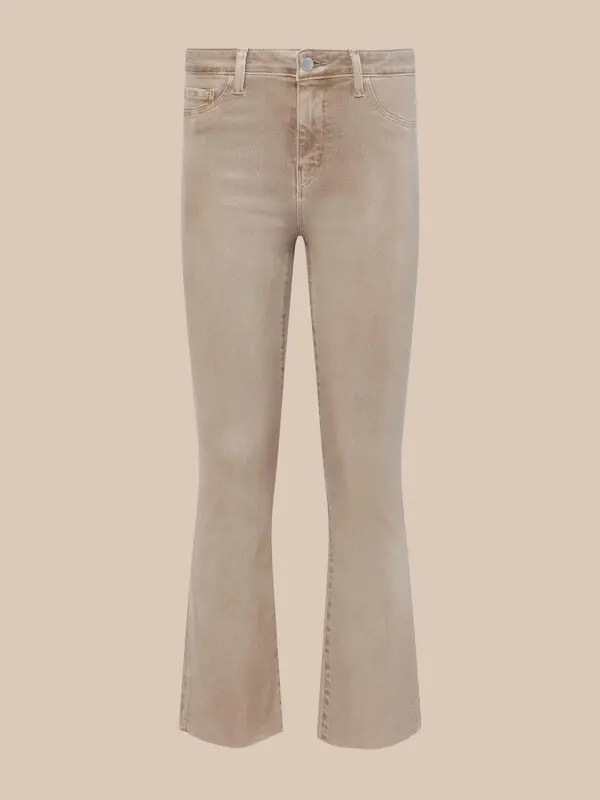L'Agence Kendra Coated Cropped Flare Jean - Rye Coated