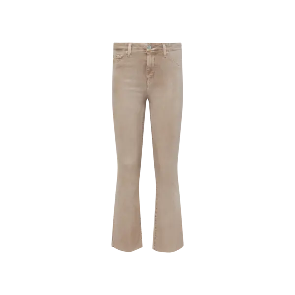 L'Agence Kendra Coated Cropped Flare Jean - Rye Coated