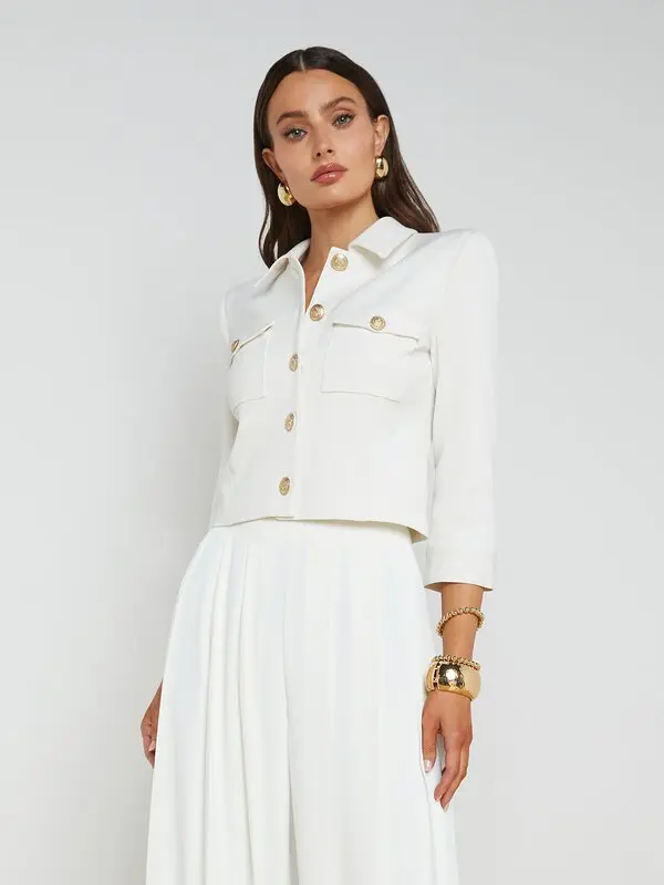 L'Agence Kumi Cropped Jacket - White