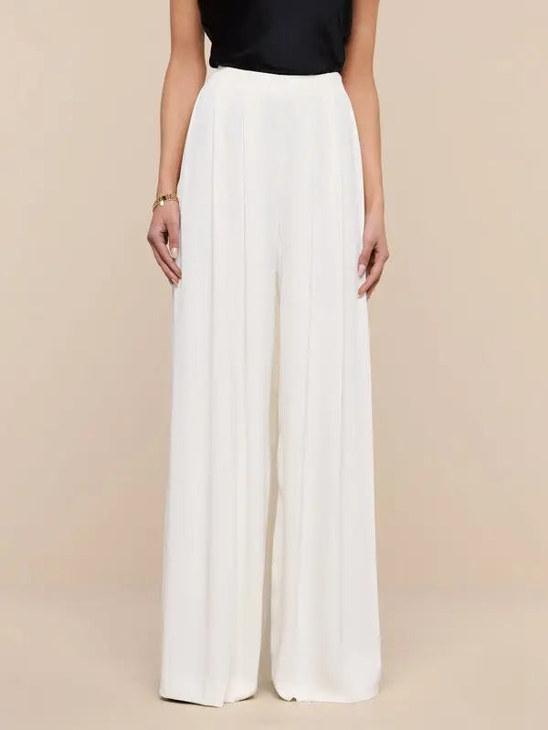 L'Agence Nova Pleated Wide-leg Trousers - Ivory