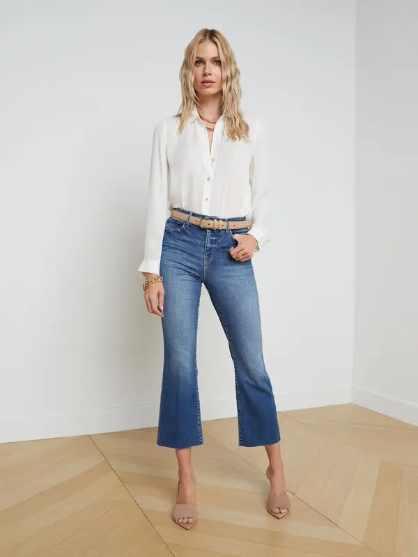 L'Agence Kendra Cropped Flare Jean - Cambridge
