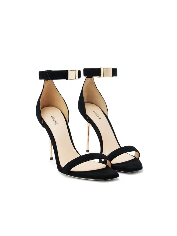 L'Agence Thea Ankle-strap Sandal - Black Suede