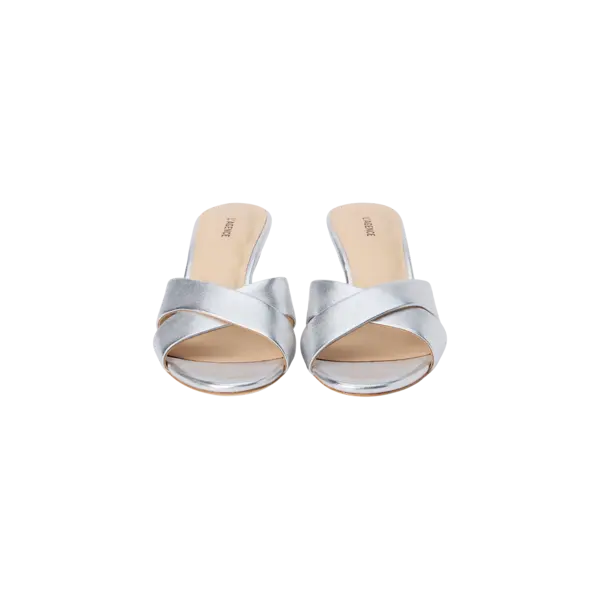 L'Agence Aveline Metallic Leather Kitten-heel Sandal