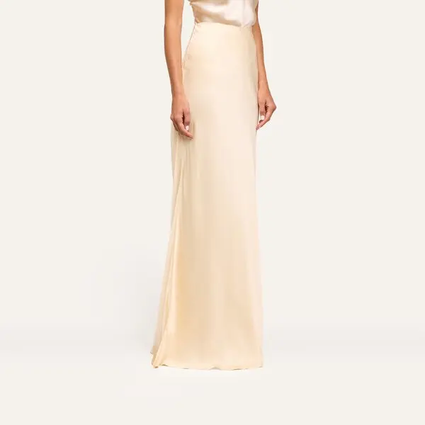 L'Agence Zeta Satin Maxi Skirt - Pearl