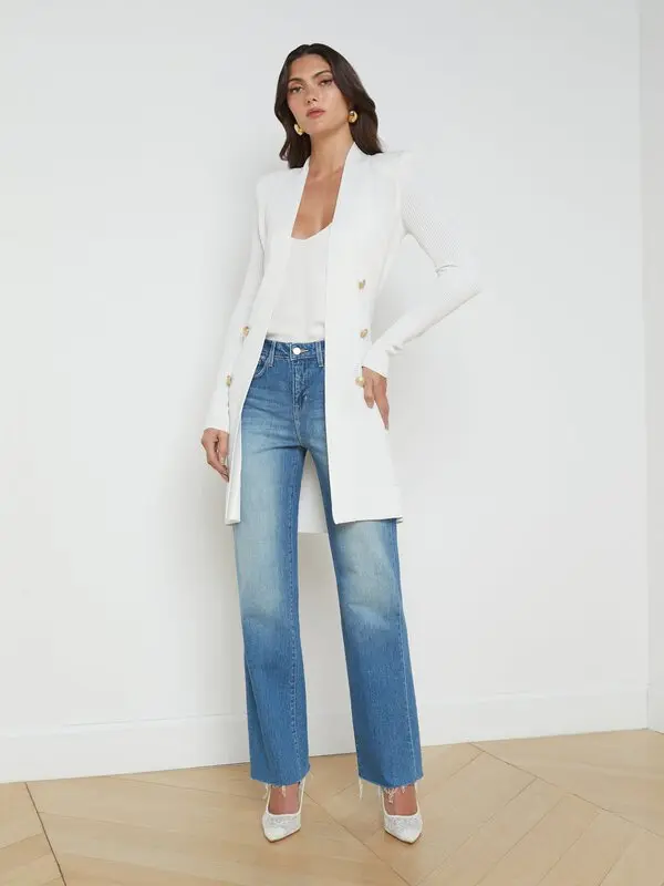 L'Agence Noe Double-breasted Cardigan - White