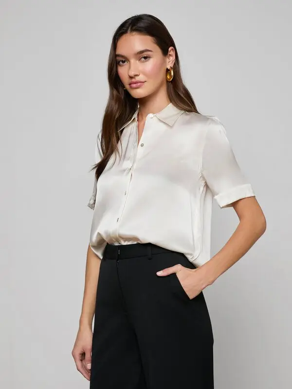 L'Agence Ellah Silk Blouse Top - Ivory