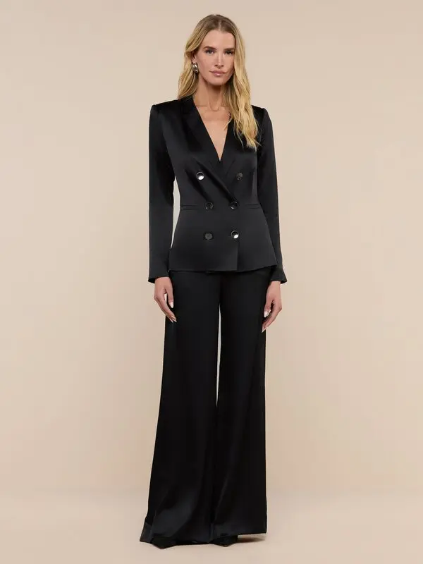 L'Agence Colin Silk Charmeuse Blazer - Black