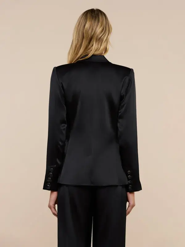 L'Agence Colin Silk Charmeuse Blazer - Black