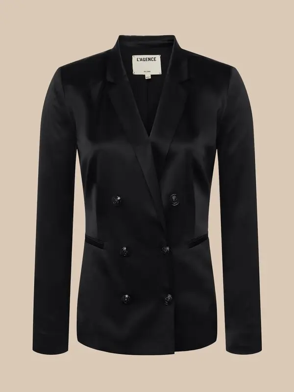 L'Agence Colin Silk Charmeuse Blazer - Black