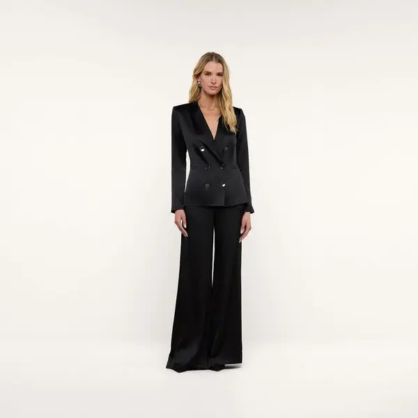 L'Agence Colin Silk Charmeuse Blazer - Black