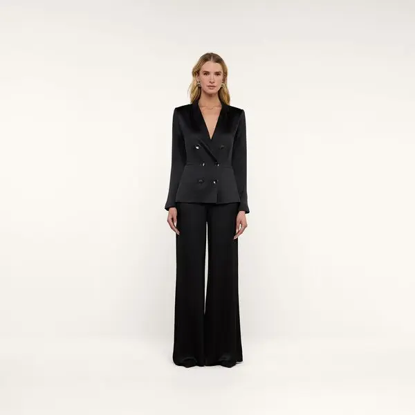 L'Agence Colin Silk Charmeuse Blazer - Black