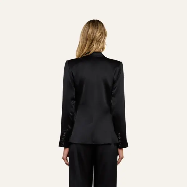 L'Agence Colin Silk Charmeuse Blazer - Black