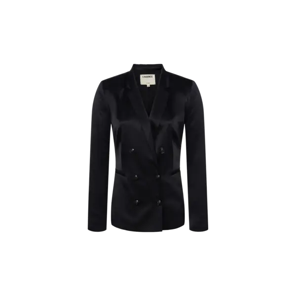 L'Agence Colin Silk Charmeuse Blazer - Black